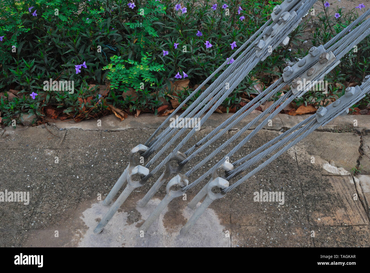 The sling pins are embedded in the cement for stability and strength ...