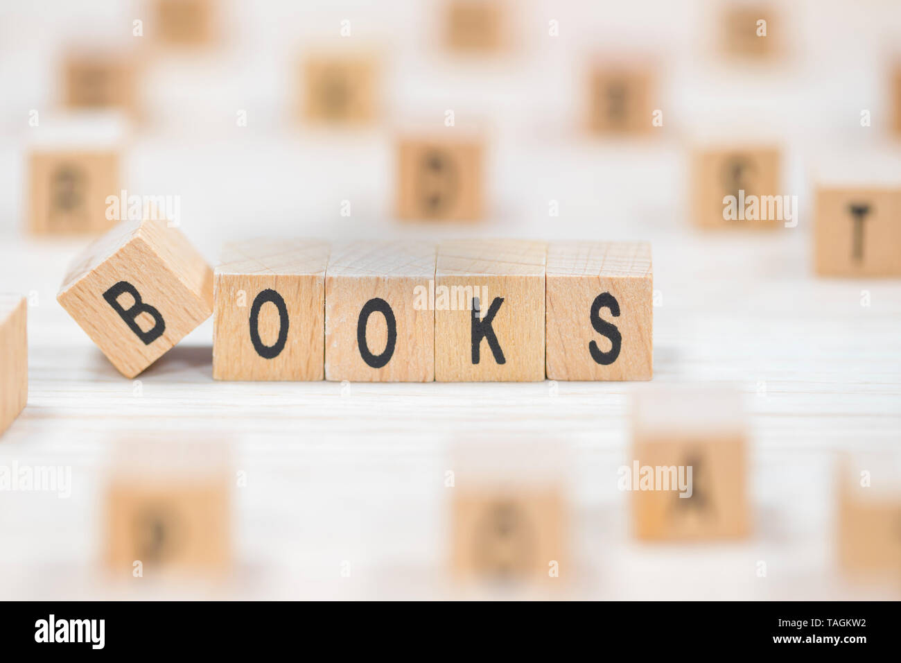 books wooden cubes background Stock Photo - Alamy