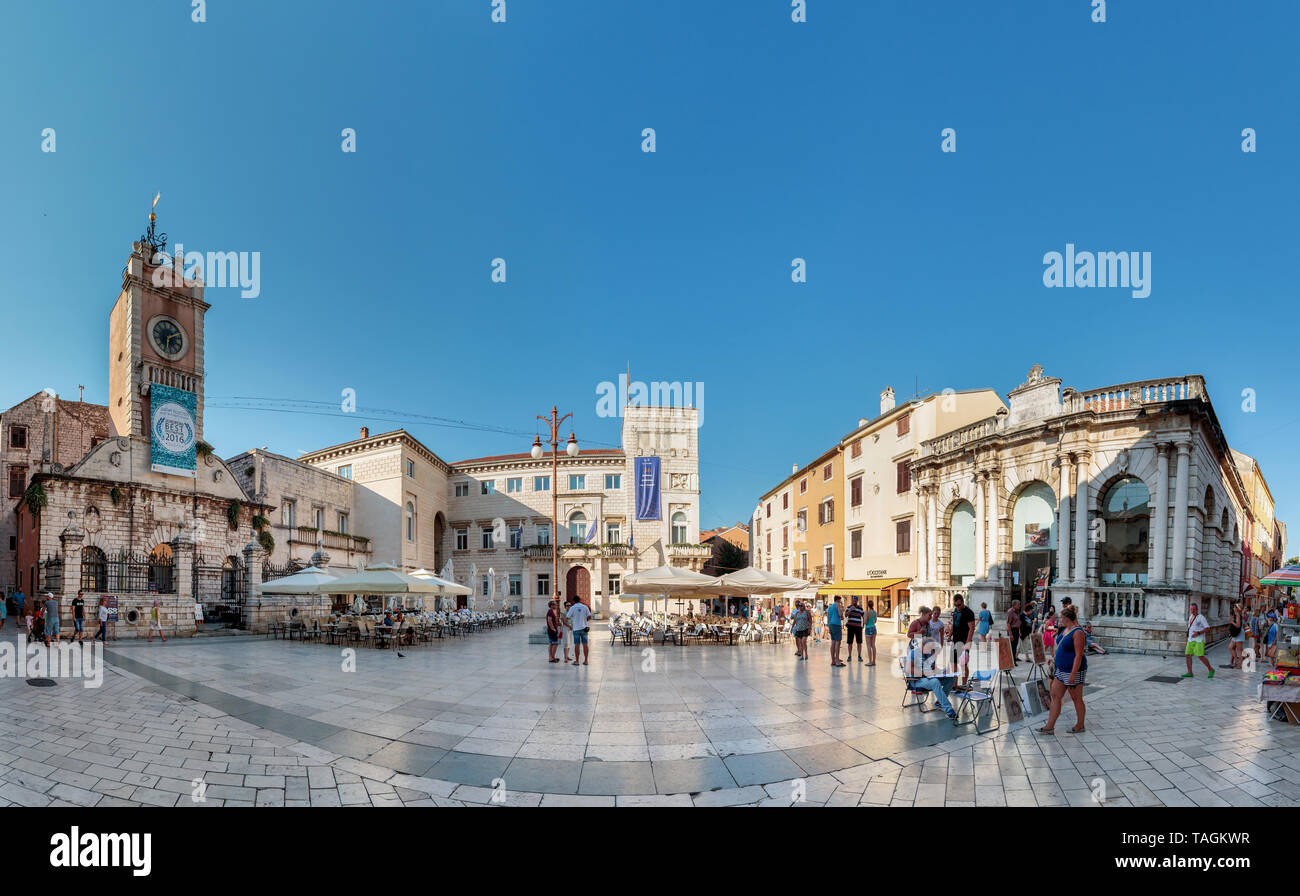 ZADAR, CROATIA - JULY 10, 2016: People's Square in Zadar was ...