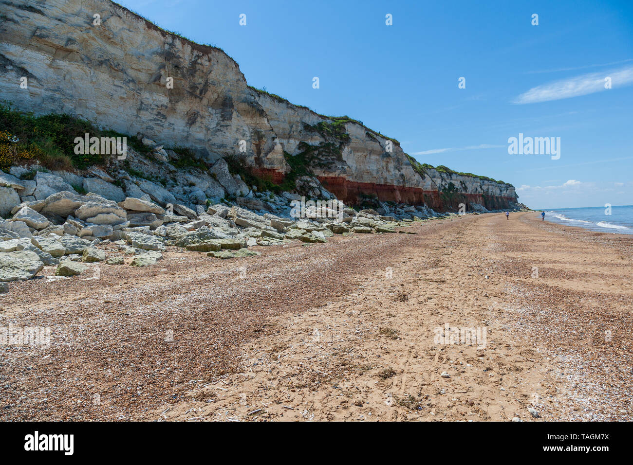 view of rocks and cliffs at hunstanton north norfolk uk early summer ...