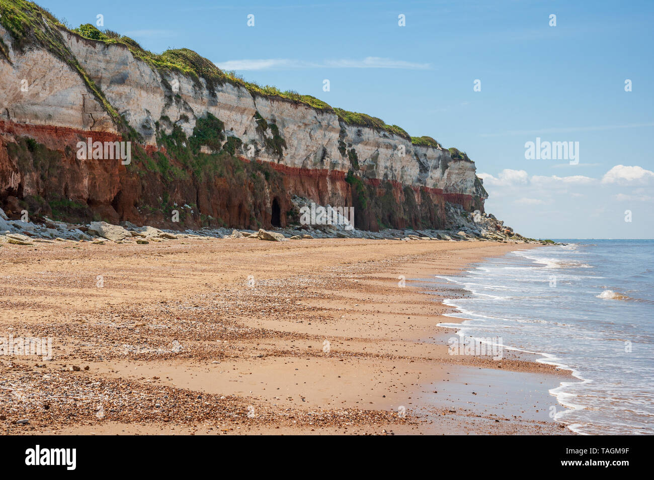 view of rocks and cliffs at hunstanton north norfolk uk early summer ...
