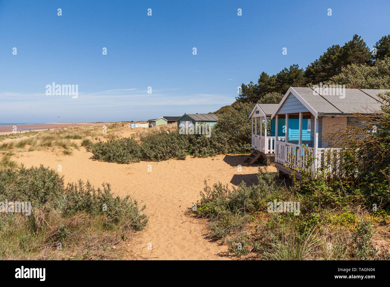 beach huts in the sand dunes at old hunstanton on the north norfolk ...