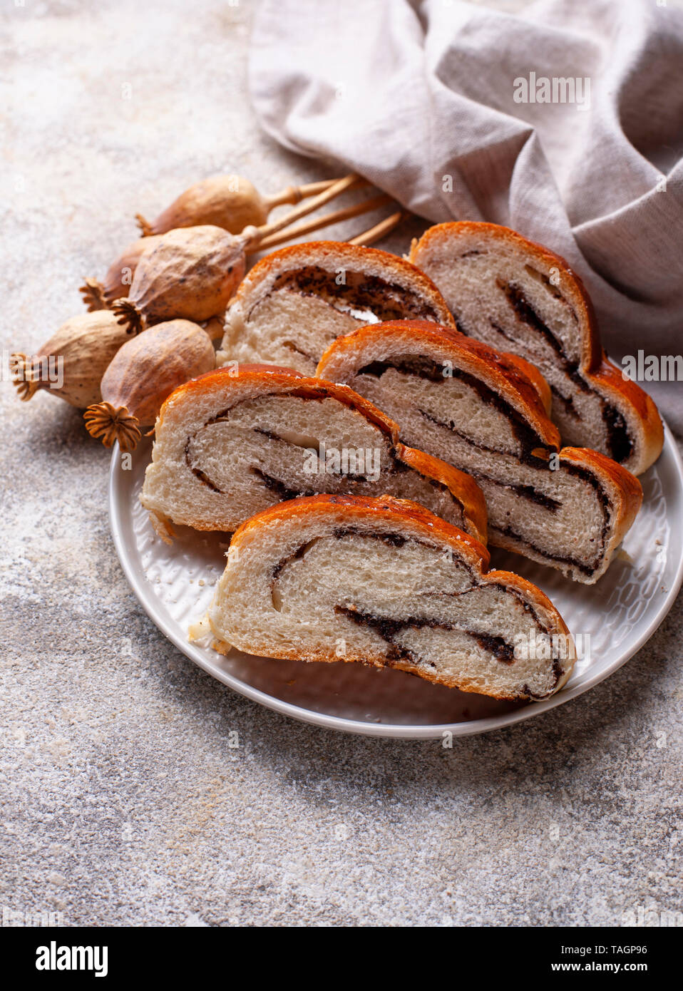 Sweet bread with poppy seeds Stock Photo - Alamy