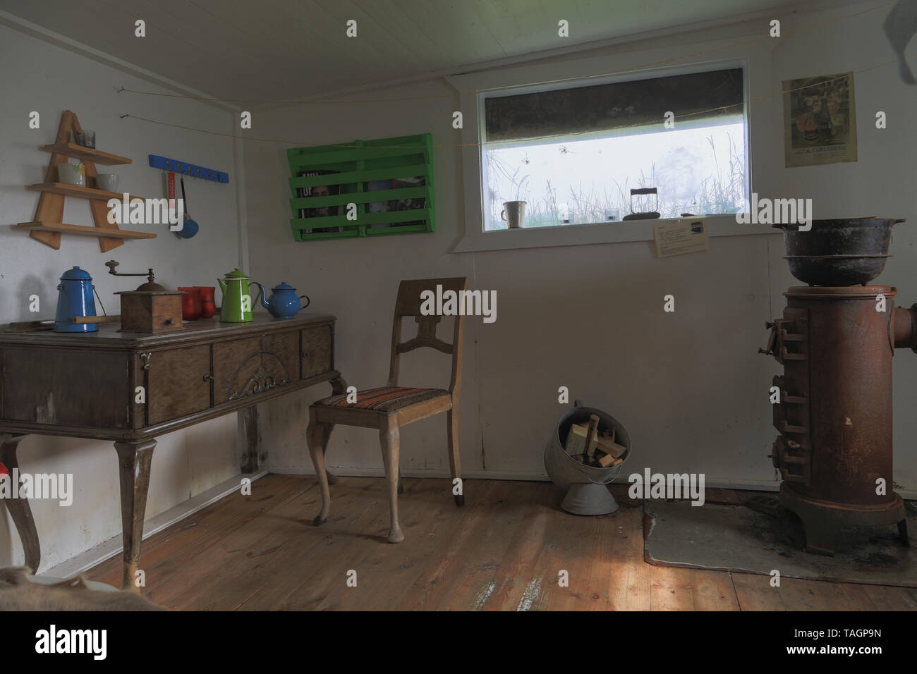 Inside the turf house in the village of Paamiut on the west coast of ...