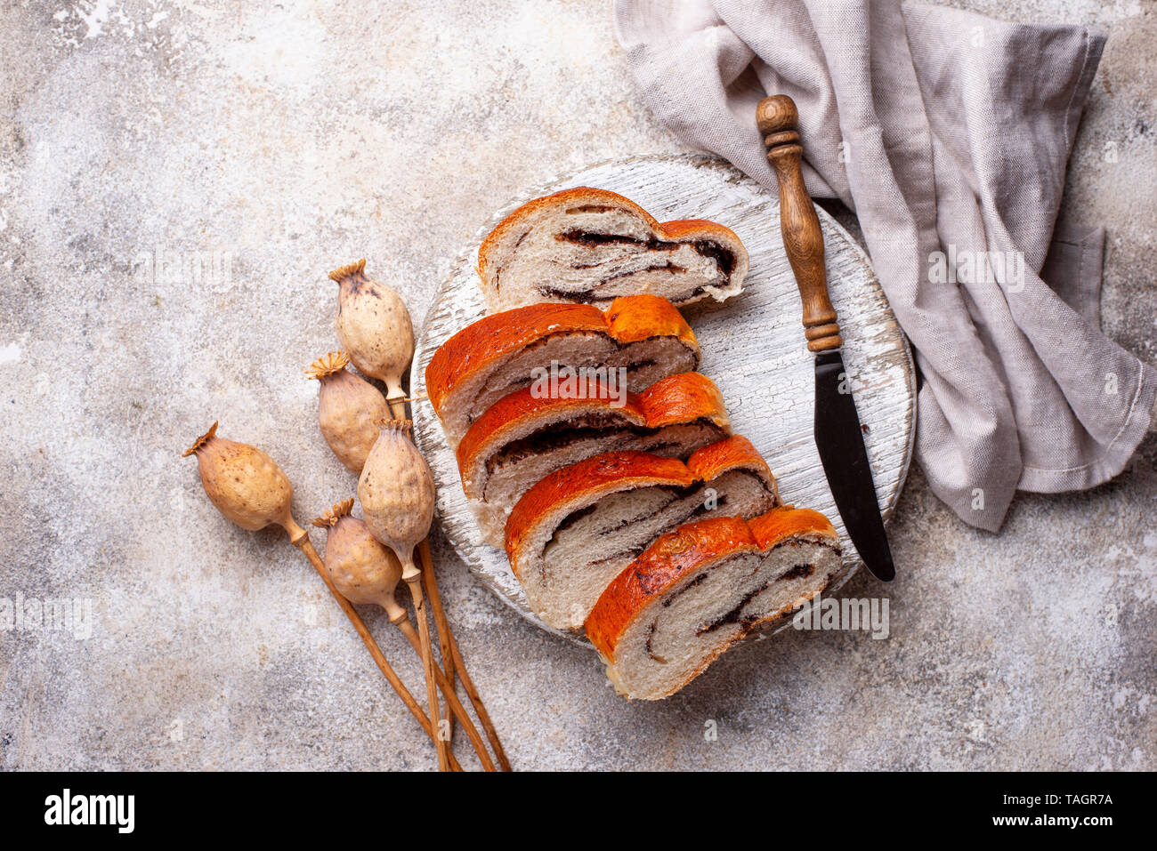 Sweet bread with poppy seeds Stock Photo - Alamy