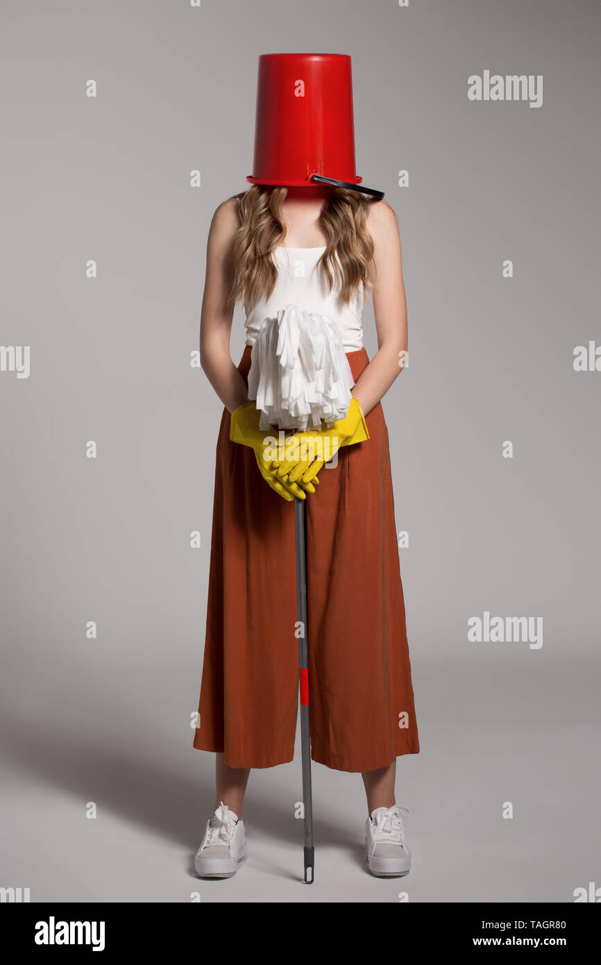 Woman bucket head hi-res stock photography and images - Alamy