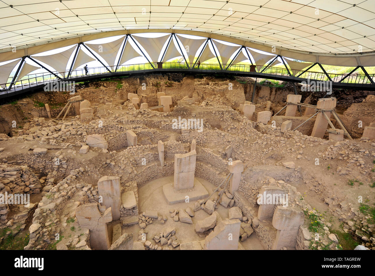 Visitors have view of archaeological excavation of ancient stone ...