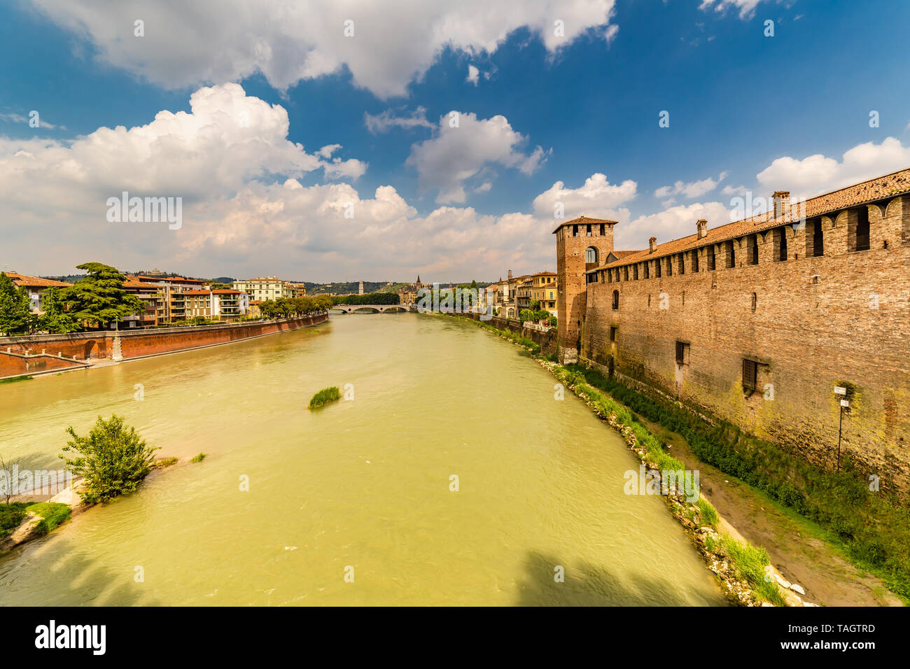 astonishing cityscape of Verona with river running along ancient ...