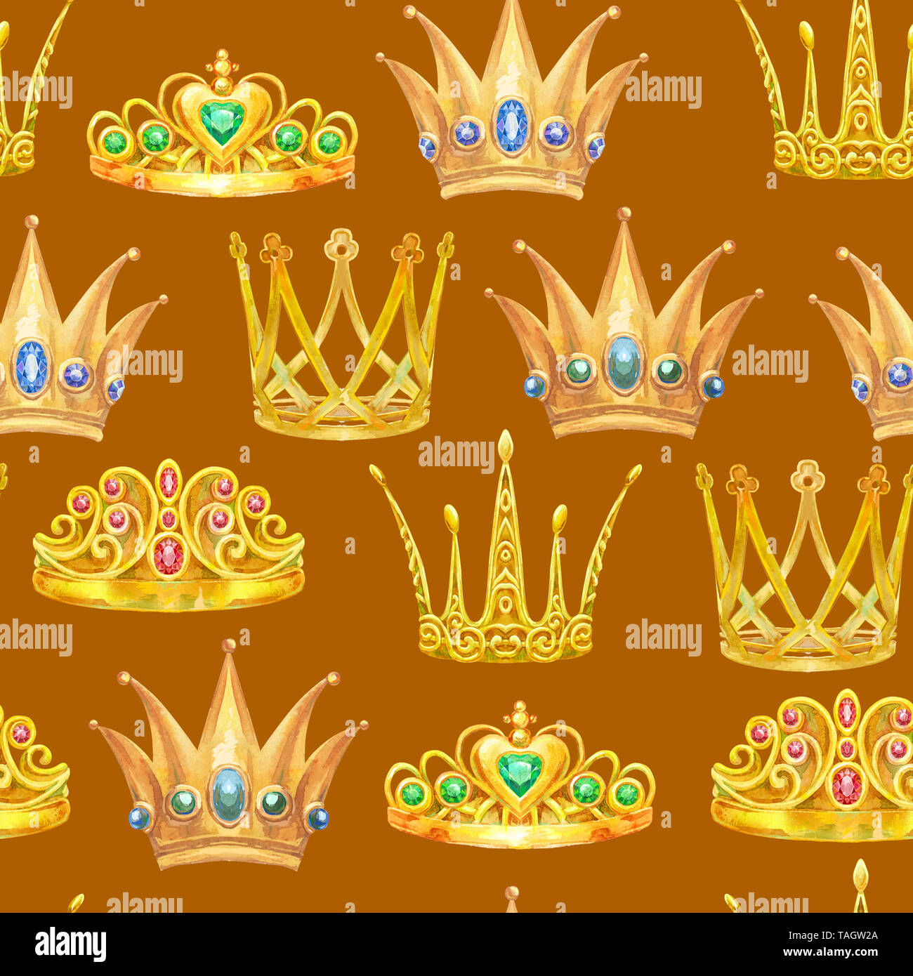 Cute seamless pattern with crown. Watercolor girly texture. Textile or ...