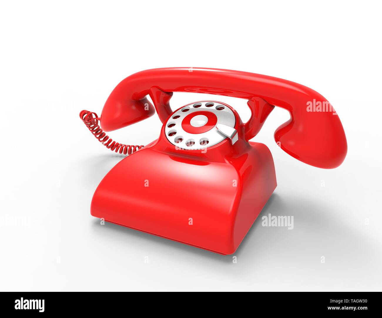 3D rendering of a classic vintage red telephone isolated in white ...