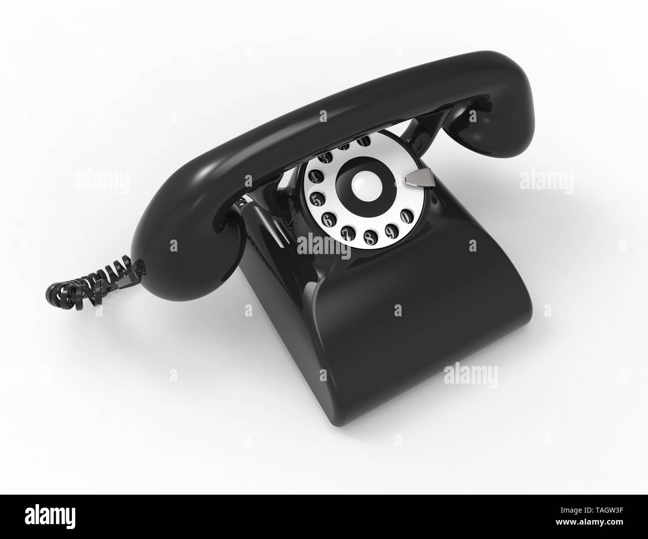 3D rendering of a classic vintage black telephone isolated in white ...