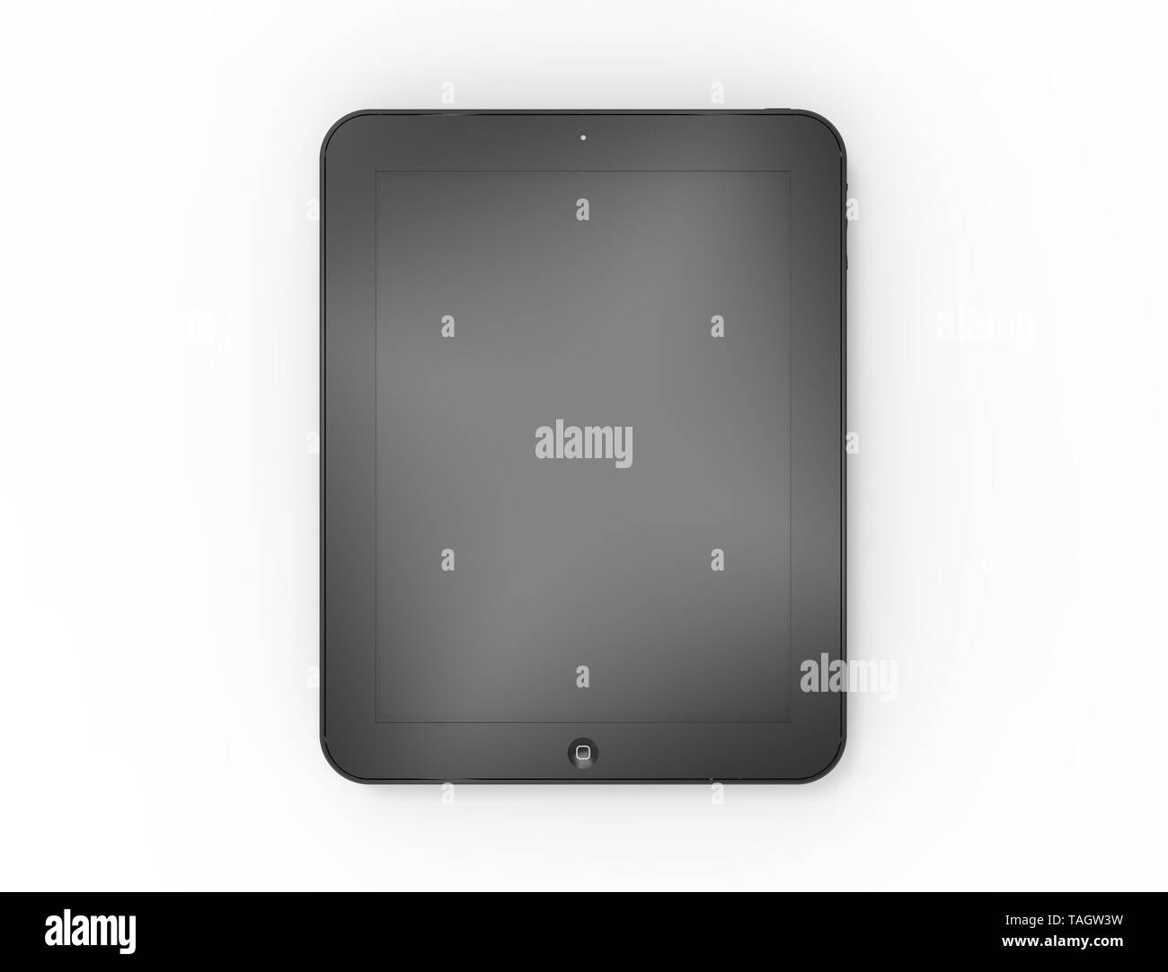 3D rendering of a black touch screen tablet isolated on white ...