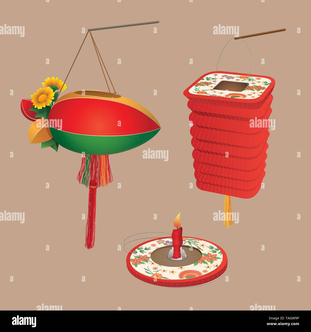Chinese Mid-Autumn lanterns - Vector Stock Vector Image & Art - Alamy
