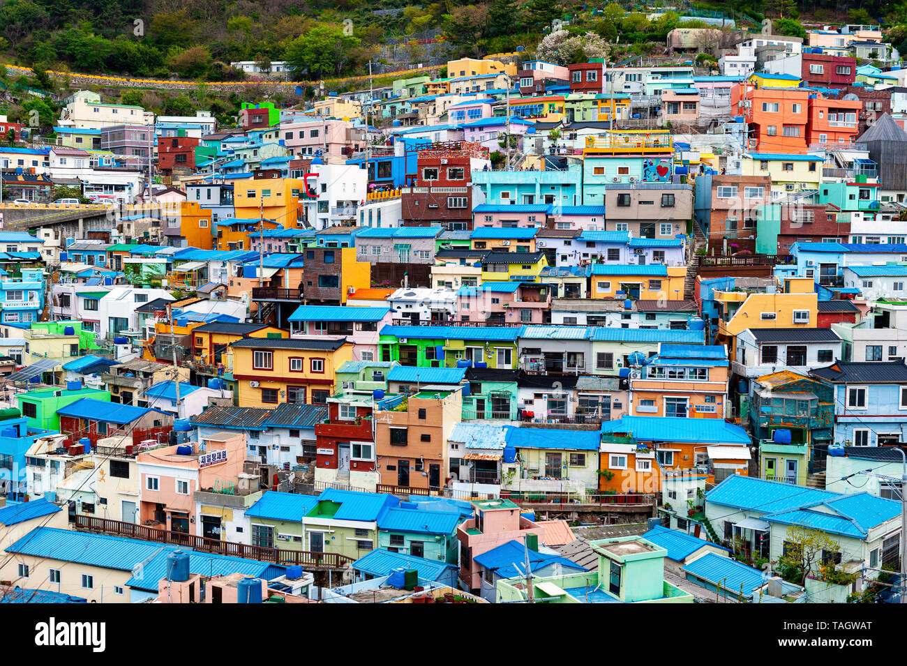Scenic landscape of Gamcheon Culture Village, colorful and artistic ...