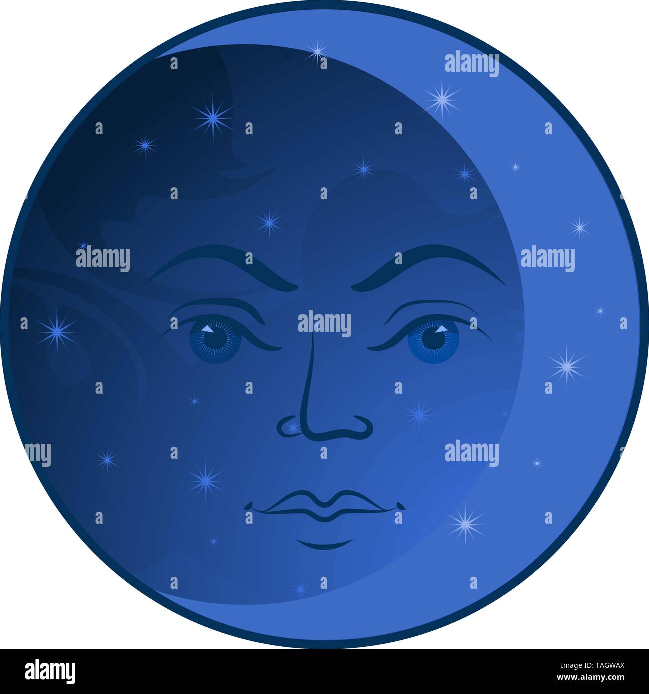 Face of the Moon. Isolated over white - Vector Stock Vector Image & Art ...