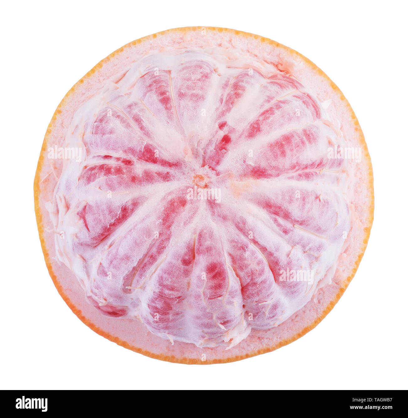 Half-peeled grapefruit isolated on white background. File contains ...
