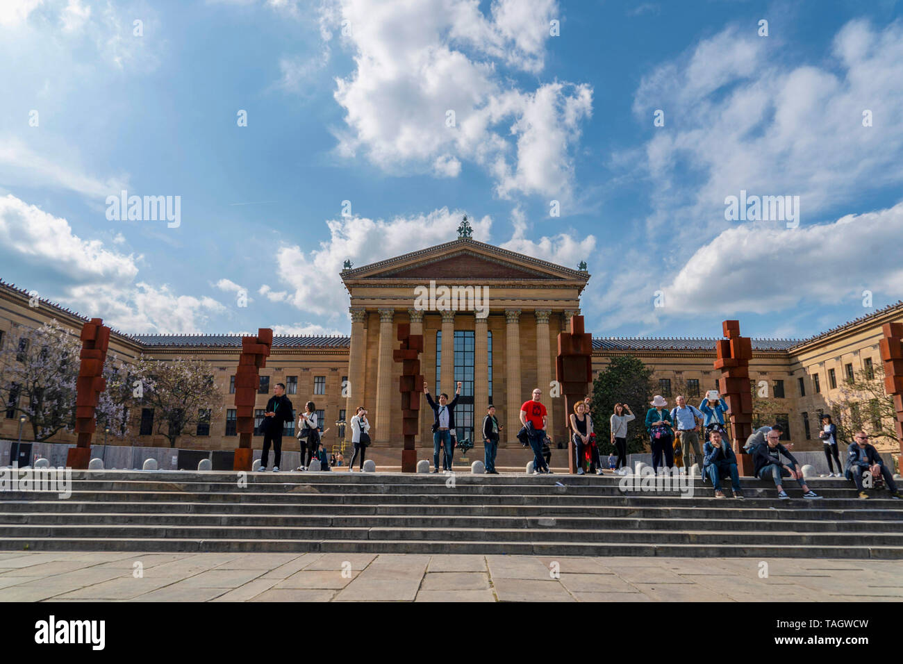 PHILADELPHIA, USA - APRIL 30 2019 - The 72 stone steps before the ...