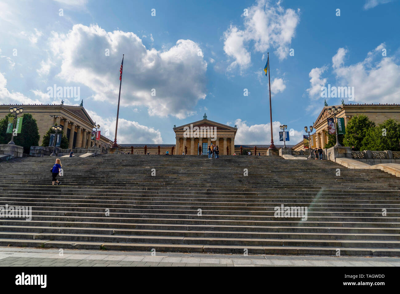 PHILADELPHIA, USA - APRIL 30 2019 - The 72 stone steps before the ...
