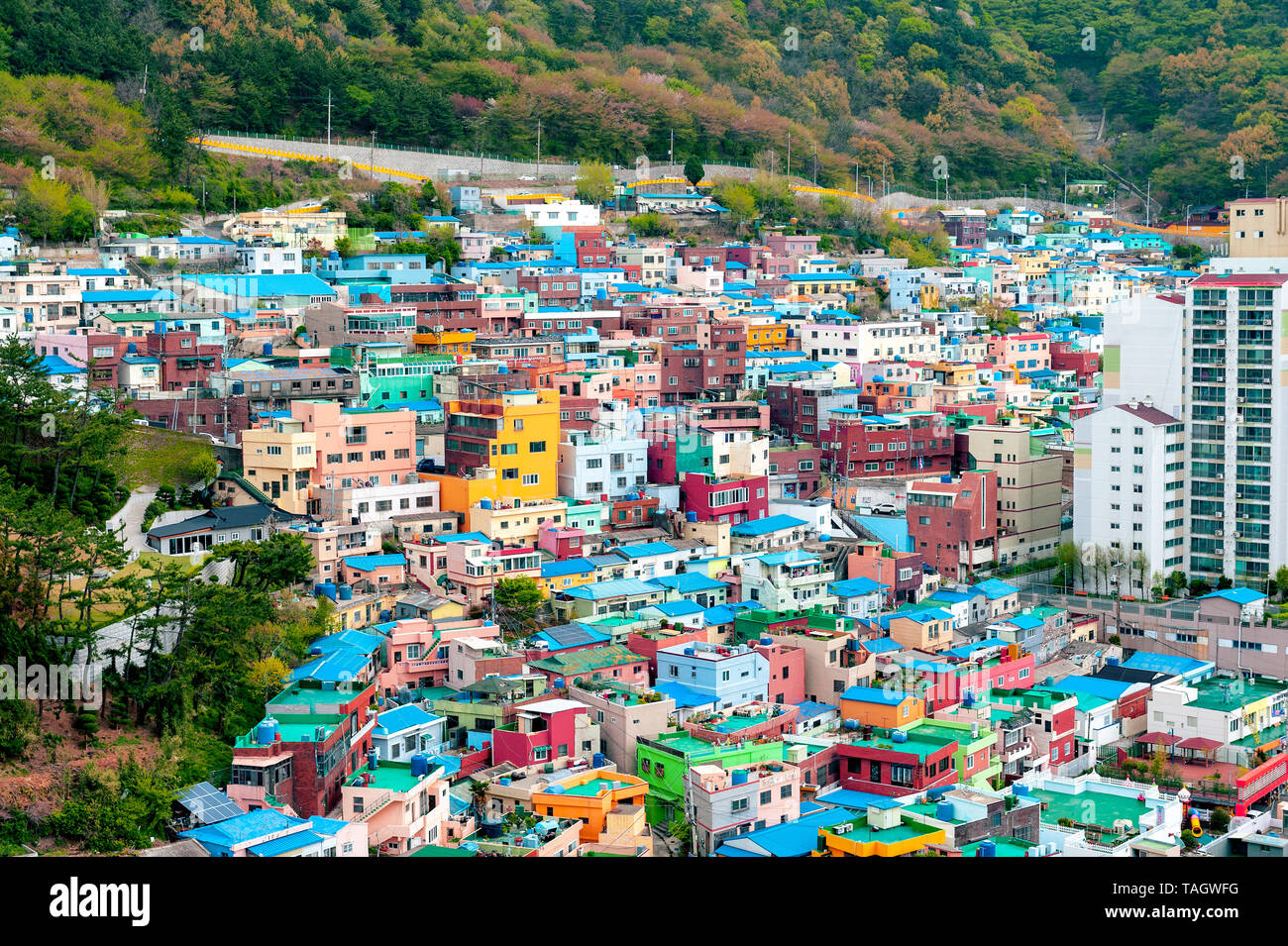 Scenic landscape of Gamcheon Culture Village, colorful and artistic ...