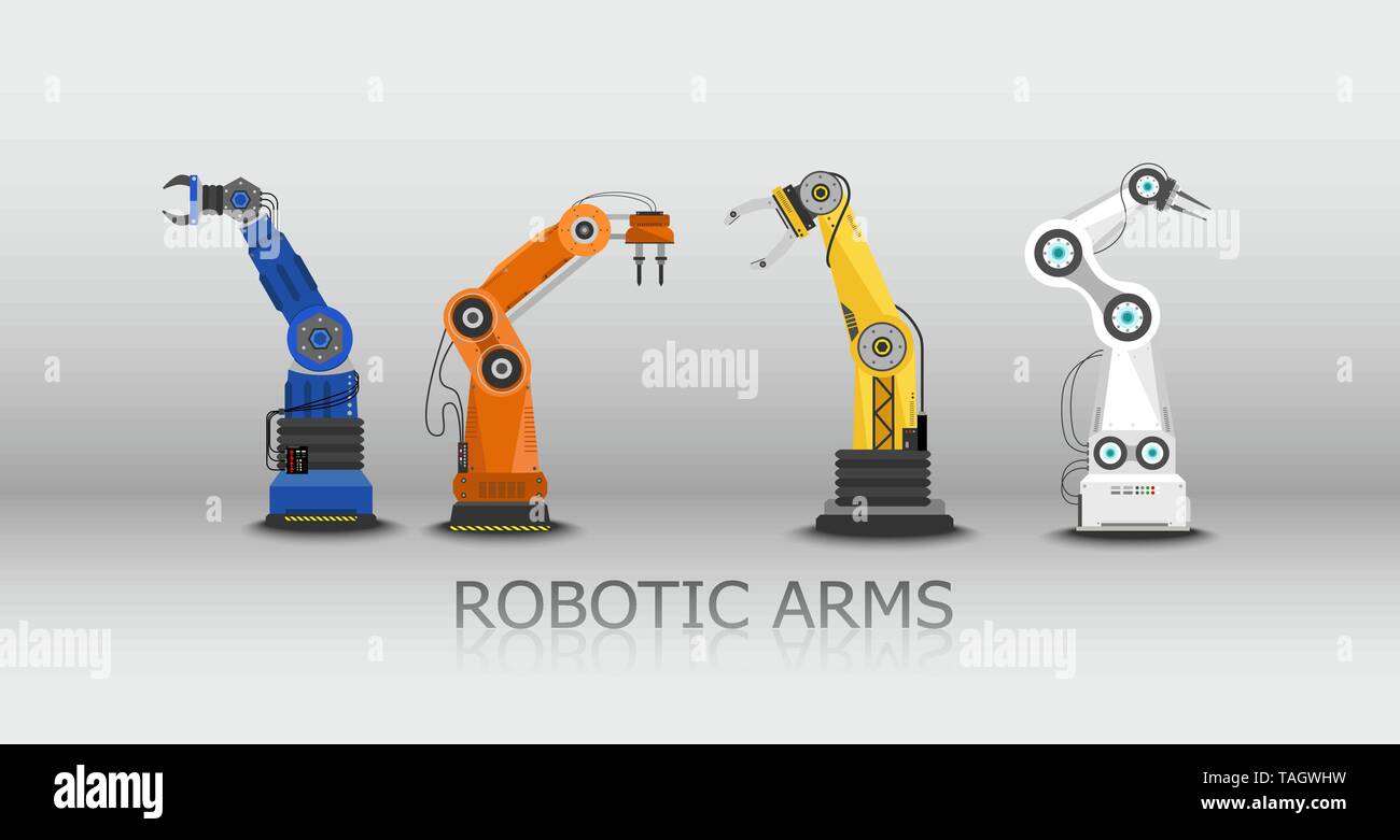 Set of robotic arms in a row vector illustration Stock Vector Image ...