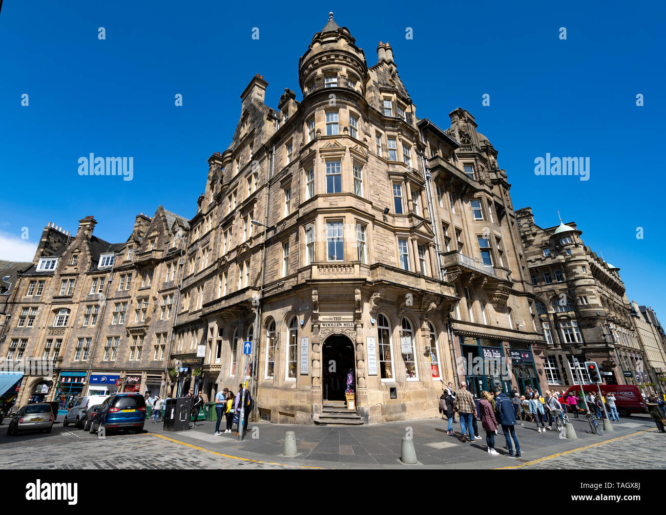 View of ornate old buildings at Cockburn Street and Royal Mile in ...