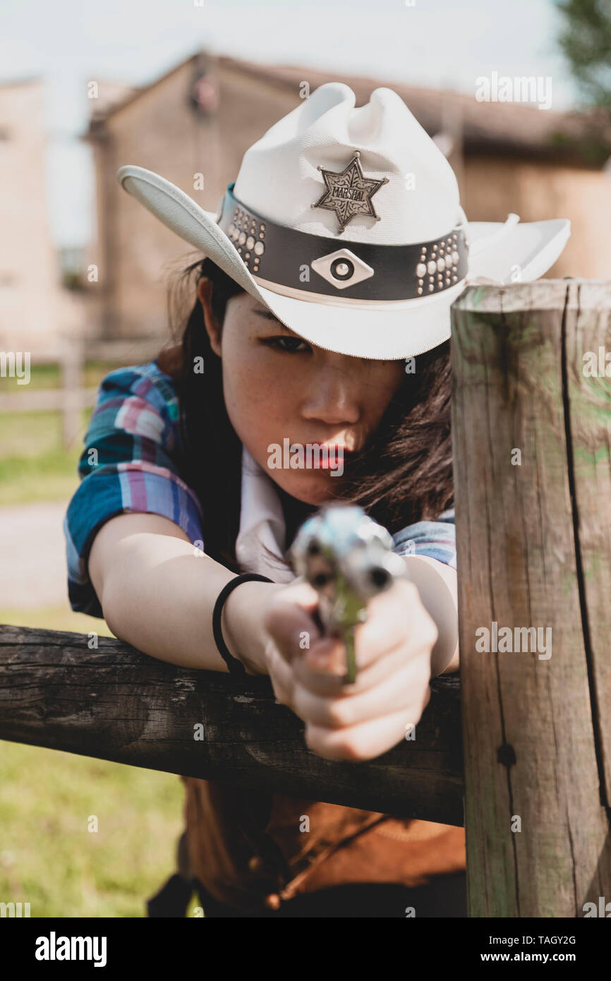 Cowgirl With Gun High Resolution Stock Photography and Images - Alamy
