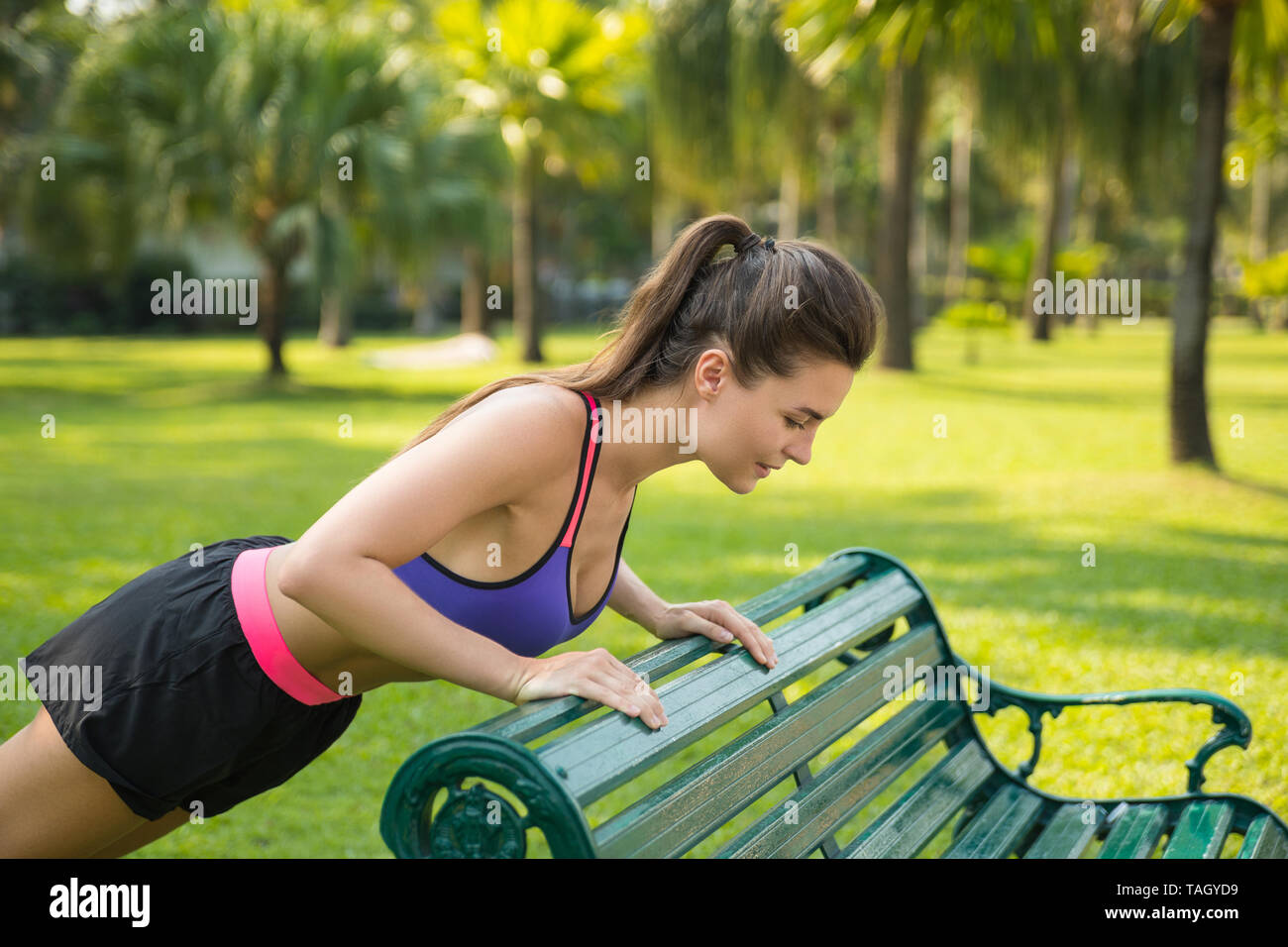 Public exercise bench hi-res stock photography and images - Alamy