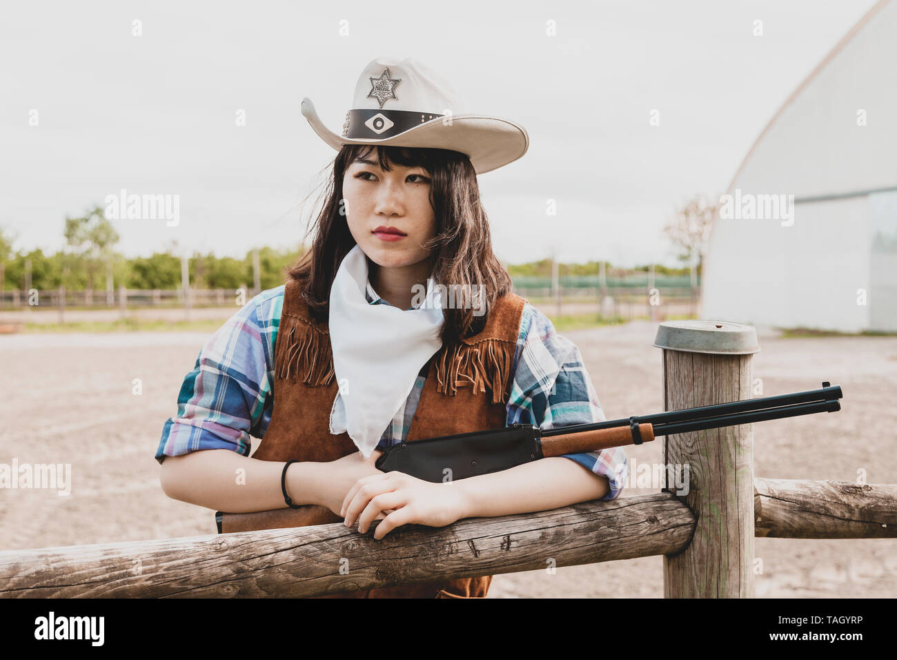 Cowgirl With Rifle High Resolution Stock Photography and Images - Alamy