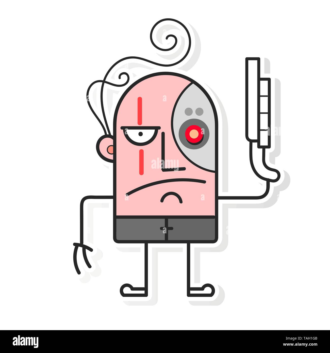 Cartoon cyborg. Battle cyborg. Cartoon vector illustration Stock Vector ...