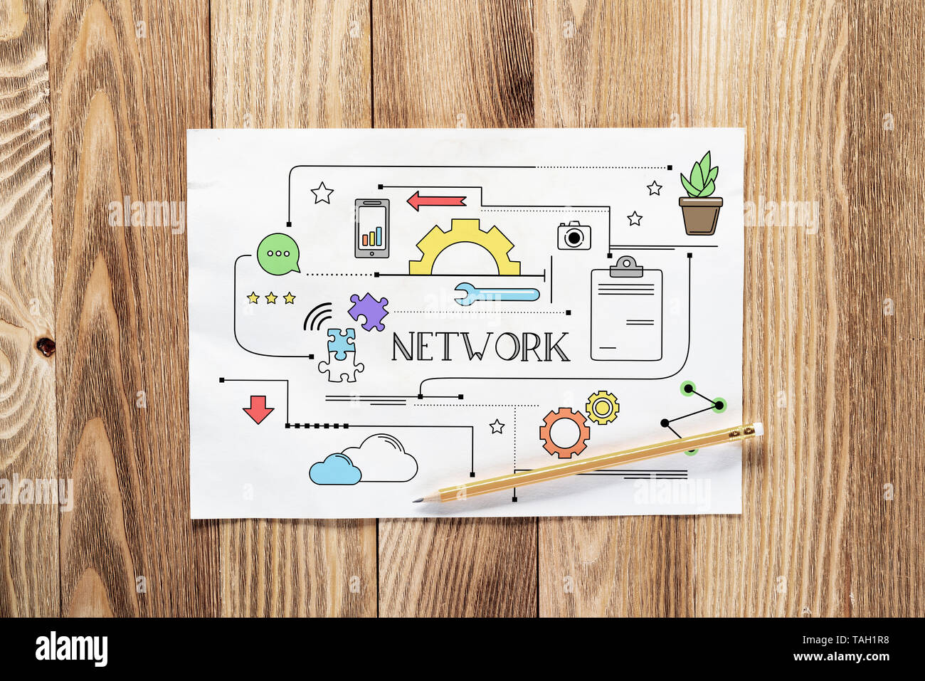 Network connection pencil hand drawn Stock Photo - Alamy