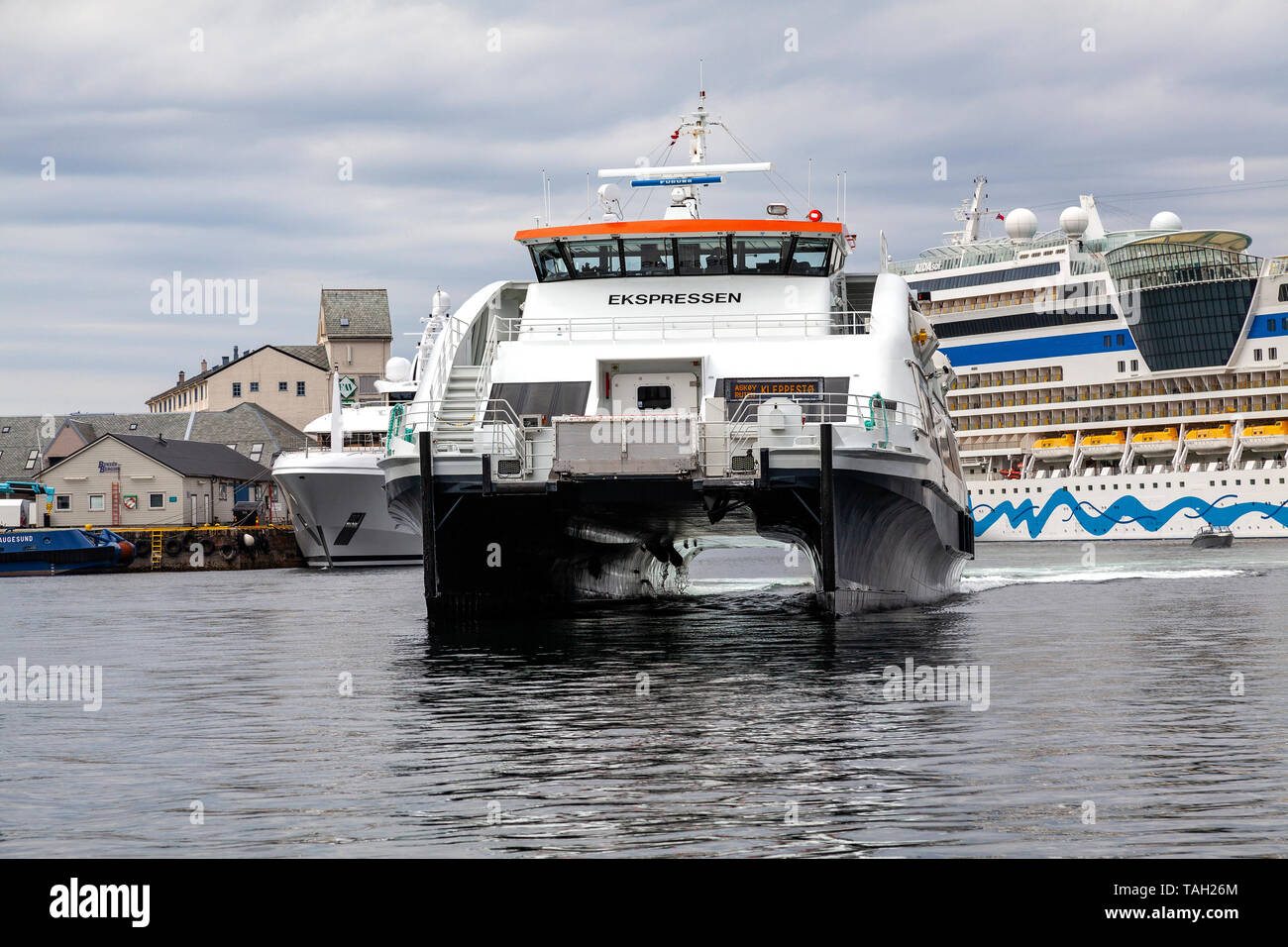 High speed passenger catamaran Ekspressen arriving in the port of ...