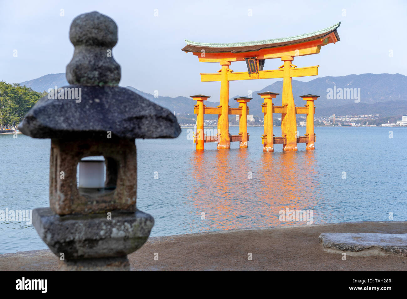 Giant floating gate (Torii) in Miyajima (Itsukushima shrine) at high ...