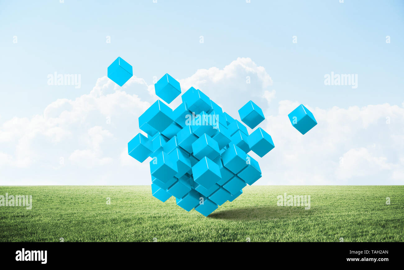 3d flying cube hi-res stock photography and images - Alamy