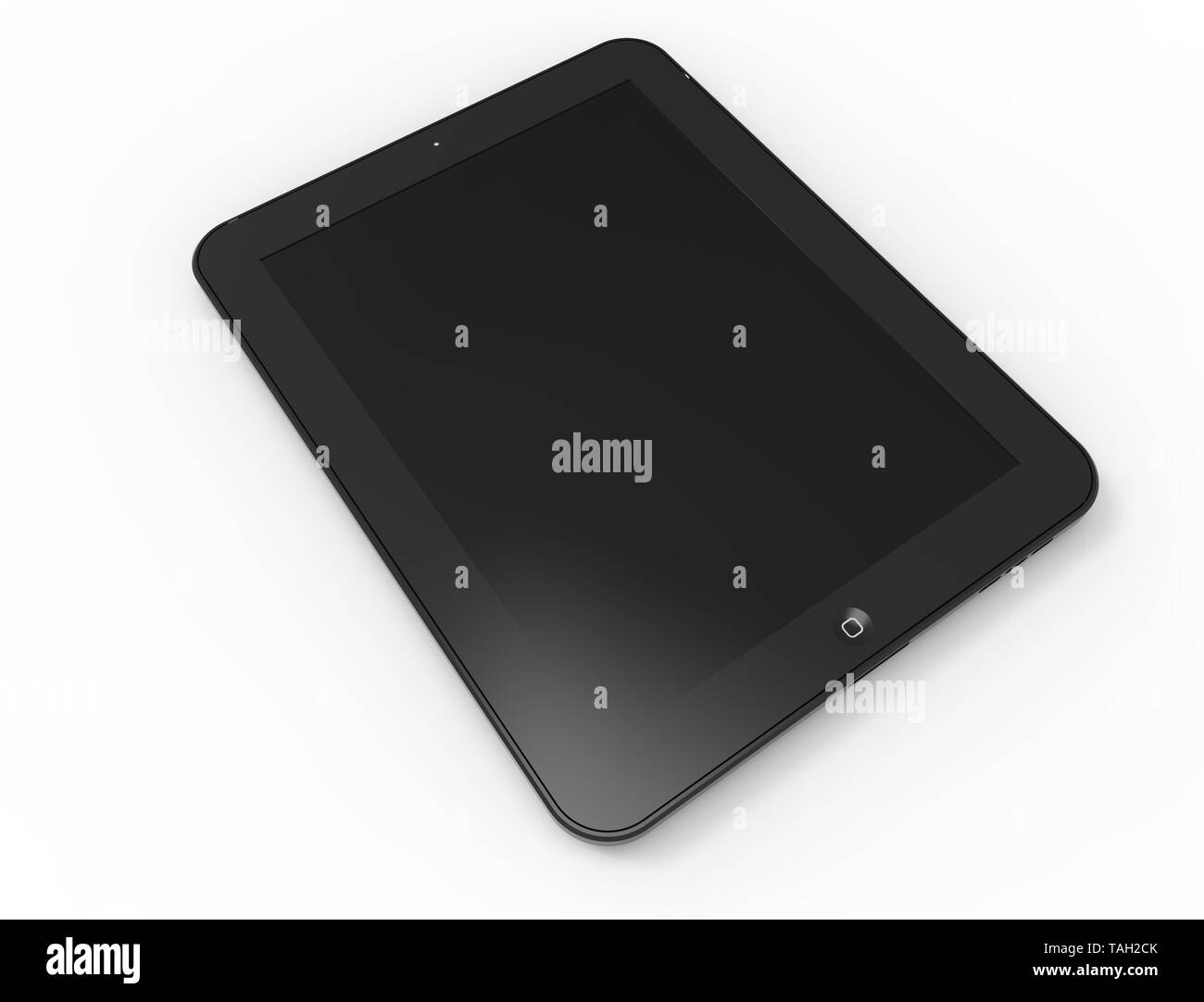 3D rendering of a black touch screen tablet isolated on white ...