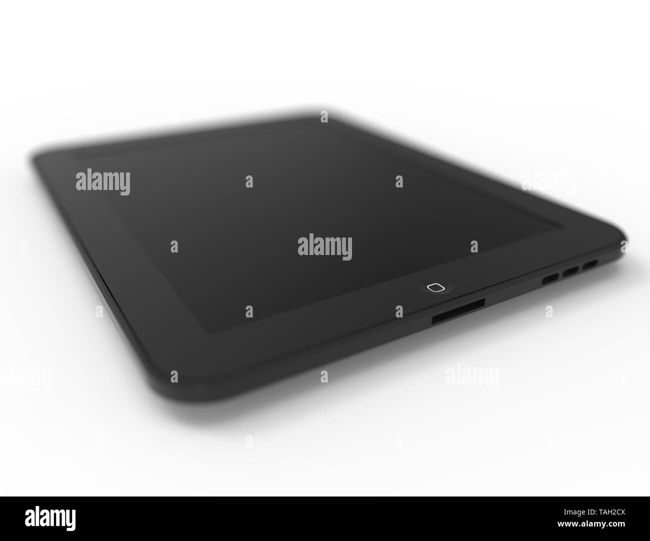 3D rendering of a black touch screen tablet isolated on white ...