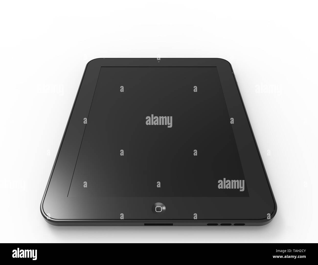 3D rendering of a black touch screen tablet isolated on white ...
