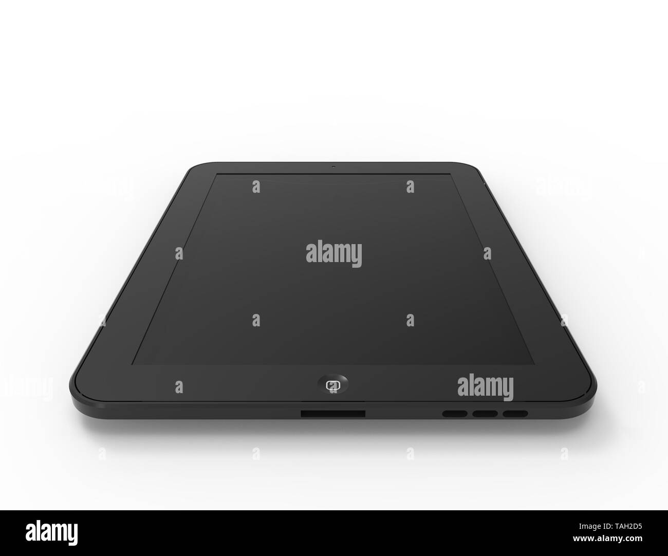 3D rendering of a black touch screen tablet isolated on white ...