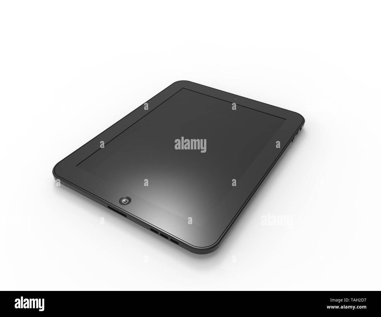 3D rendering of a black touch screen tablet isolated on white ...