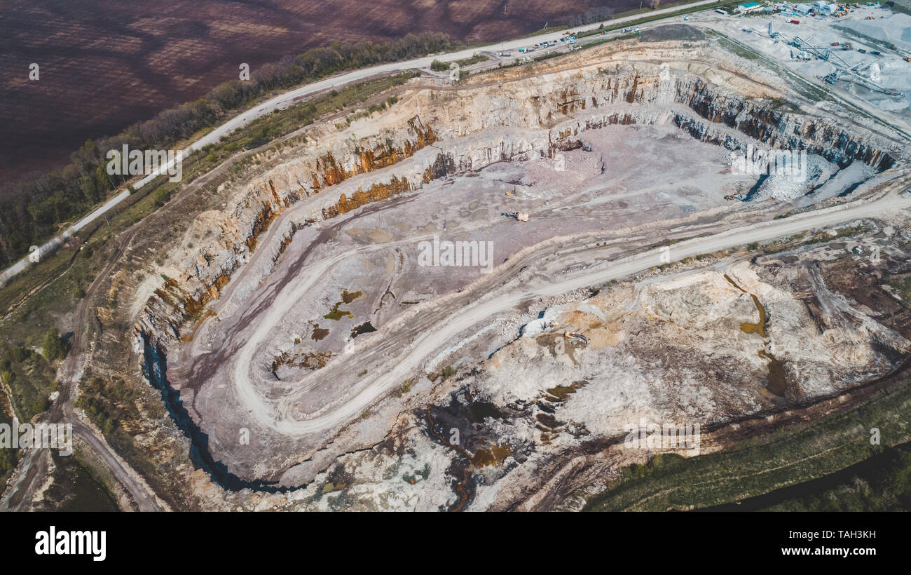 Aerial view of the granite quarry Stock Photo - Alamy