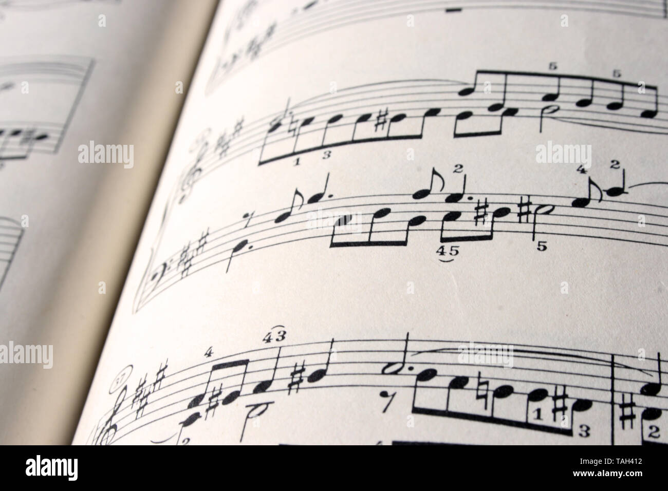 Printed music sheet, musical notes background, classic melody Stock ...