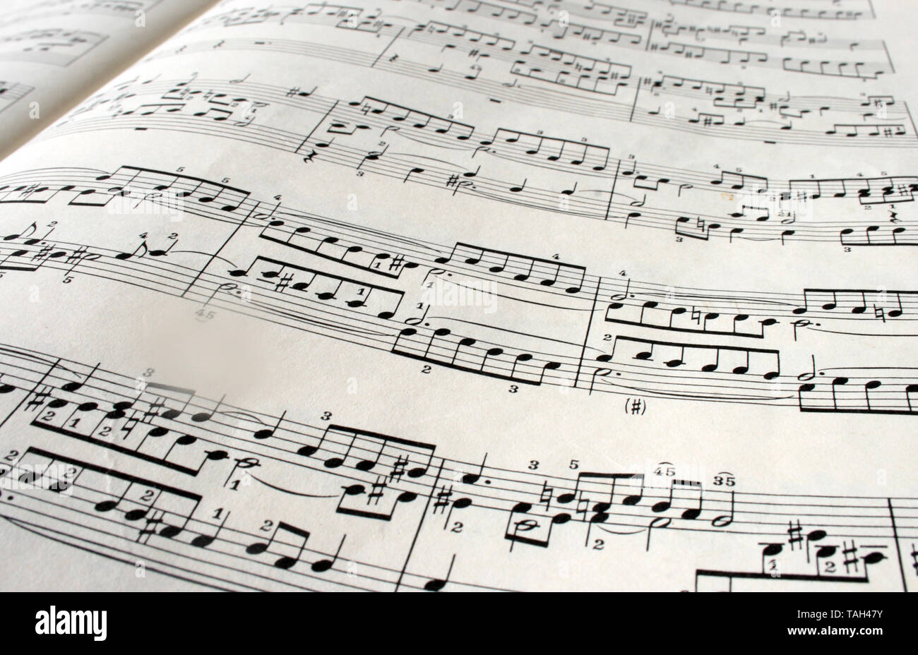 Printed music sheet, musical notes background, classic melody Stock ...