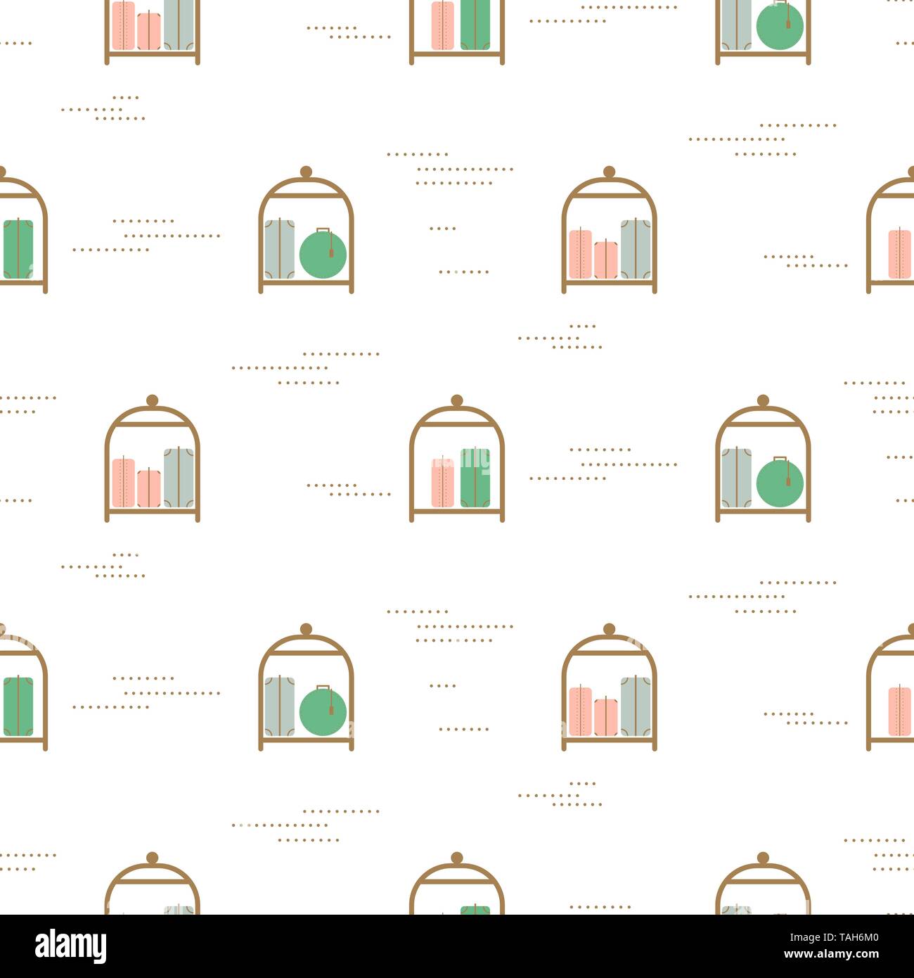 Luggage cart seamless vector pattern. Luggage trolley background ...