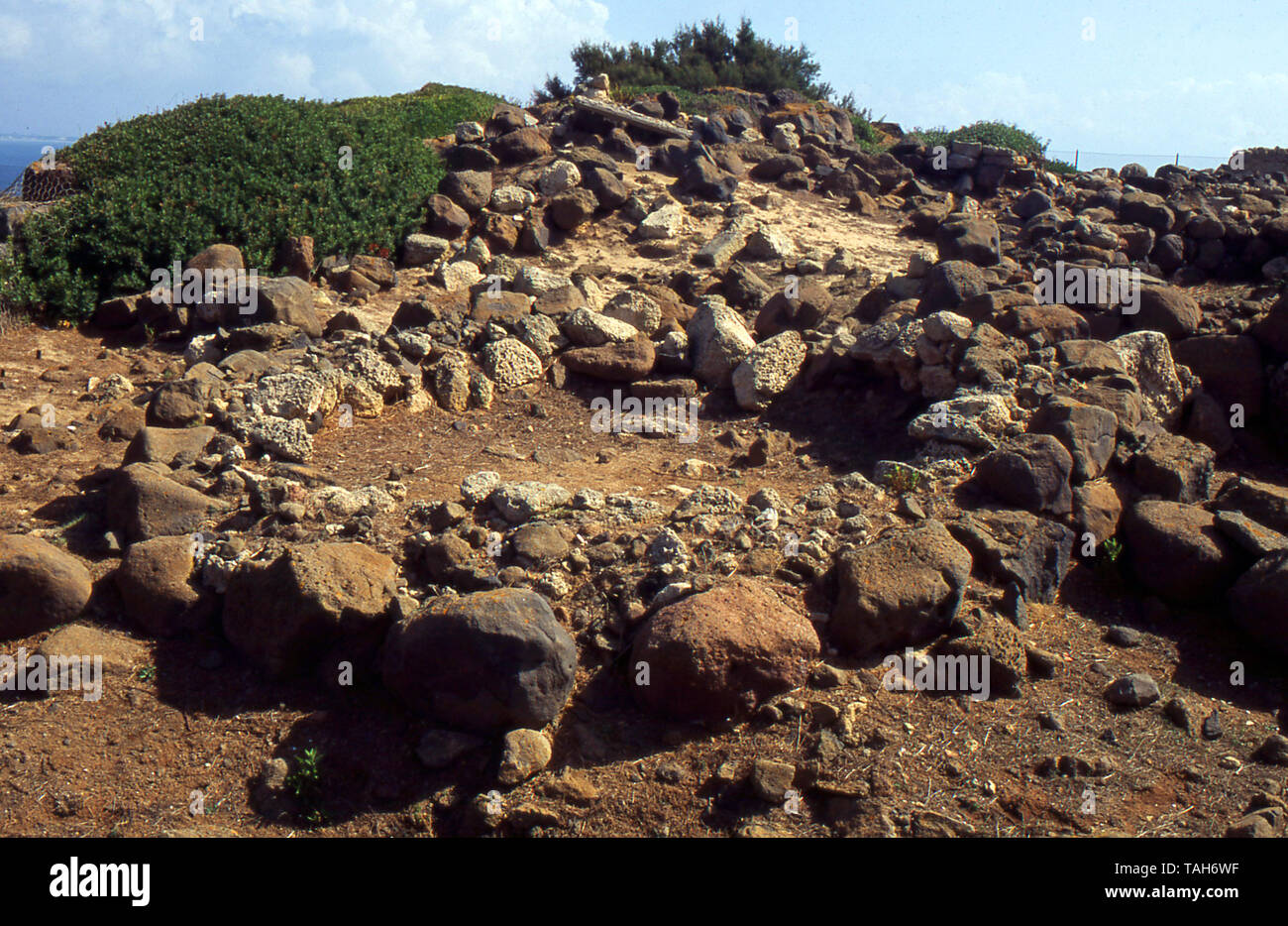 Sinis Peninsula, Sardinia, Italy. Tharros archeological area (scanned ...