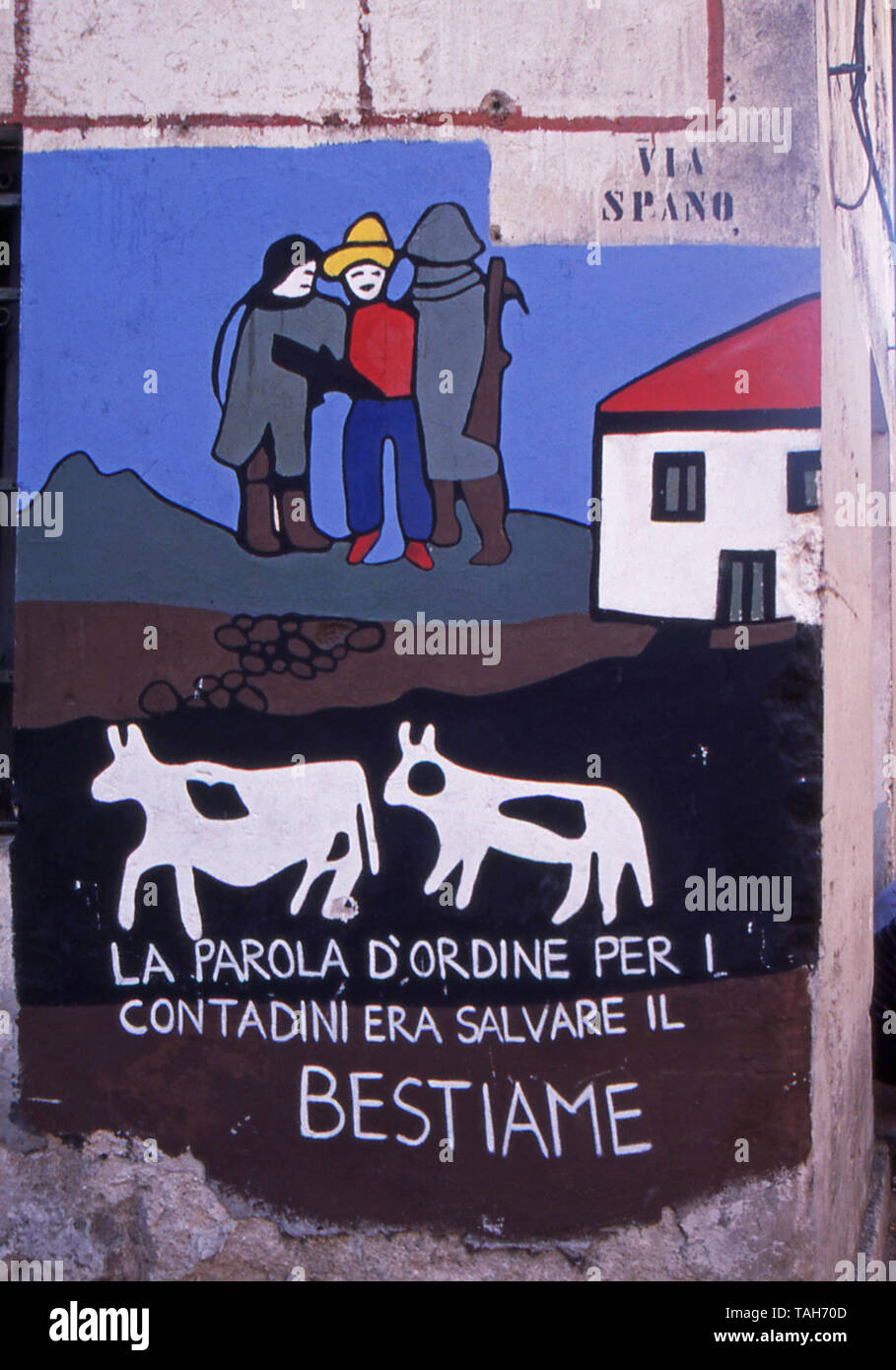 Orgosolo, Sardinia, Italy. Typical "Murales" (scanned from Fujichrome ...