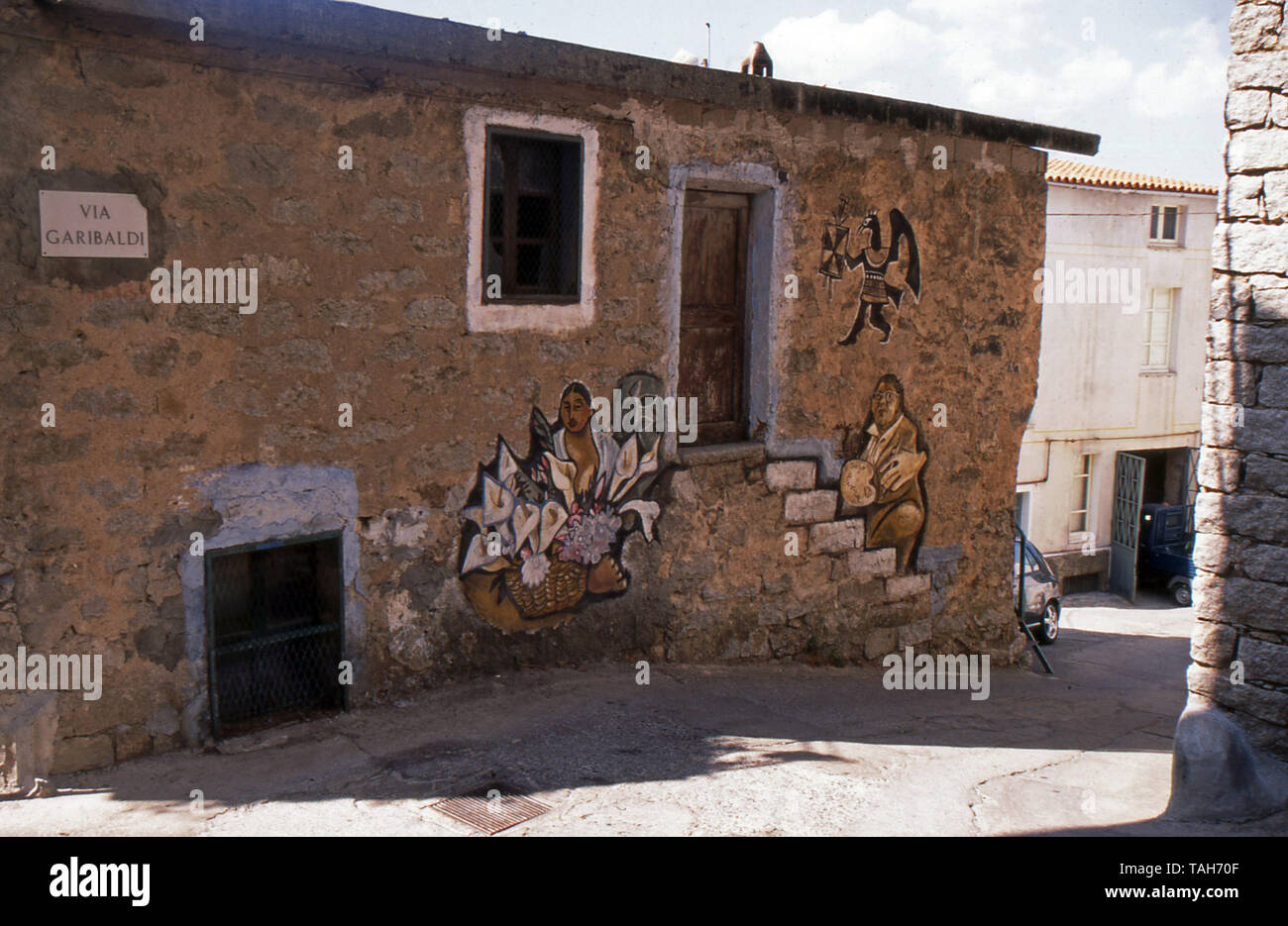 Orgosolo, Sardinia, Italy. Typical "Murales" (scanned from Fujichrome ...