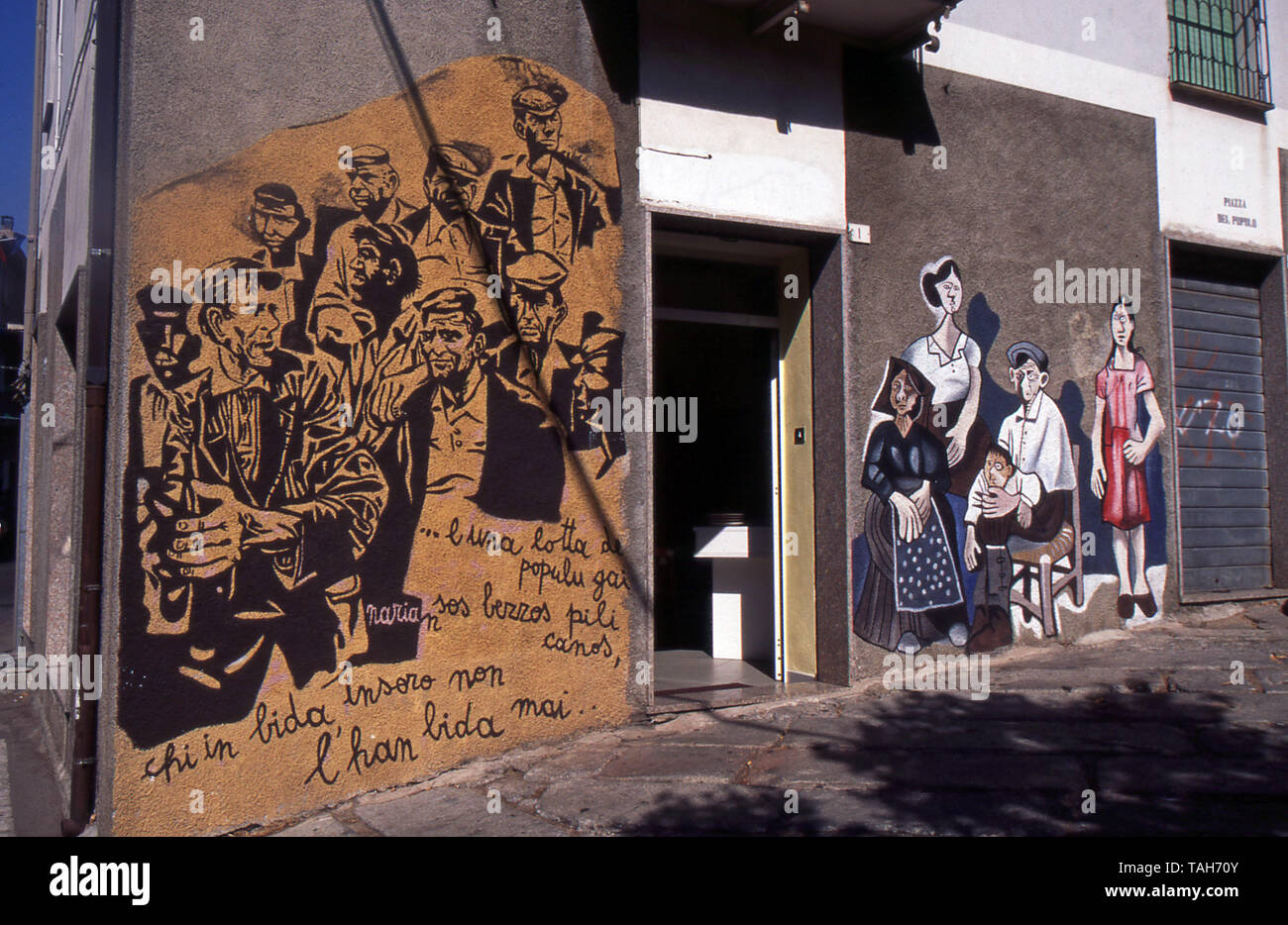 Orgosolo, Sardinia, Italy. Typical "Murales" (scanned from Fujichrome ...