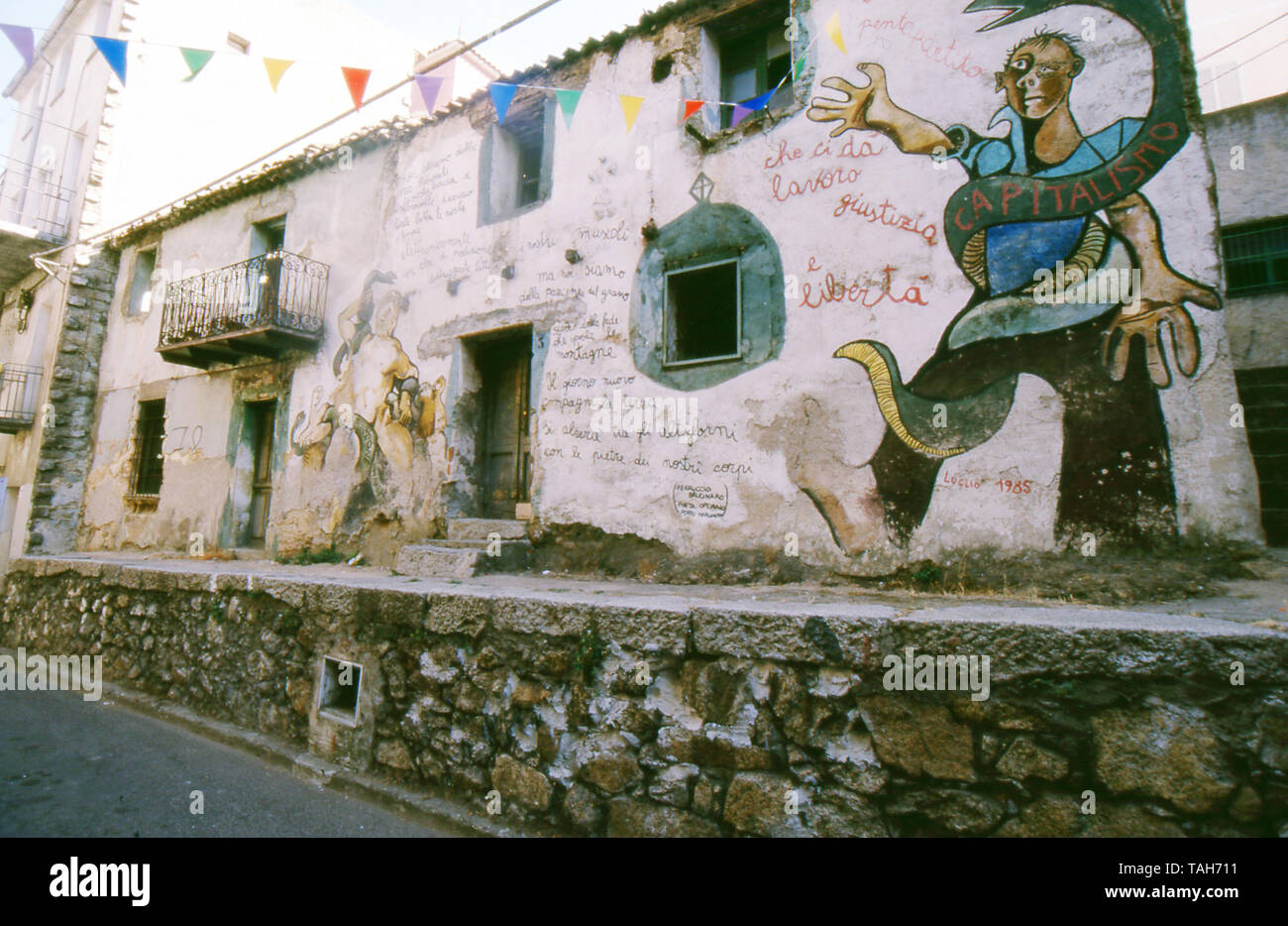 Orgosolo, Sardinia, Italy. Typical "Murales" (scanned from Fujichrome ...