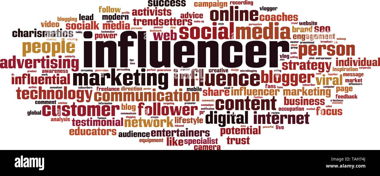 Influencer cloud concept. Collage made of words about influencer ...
