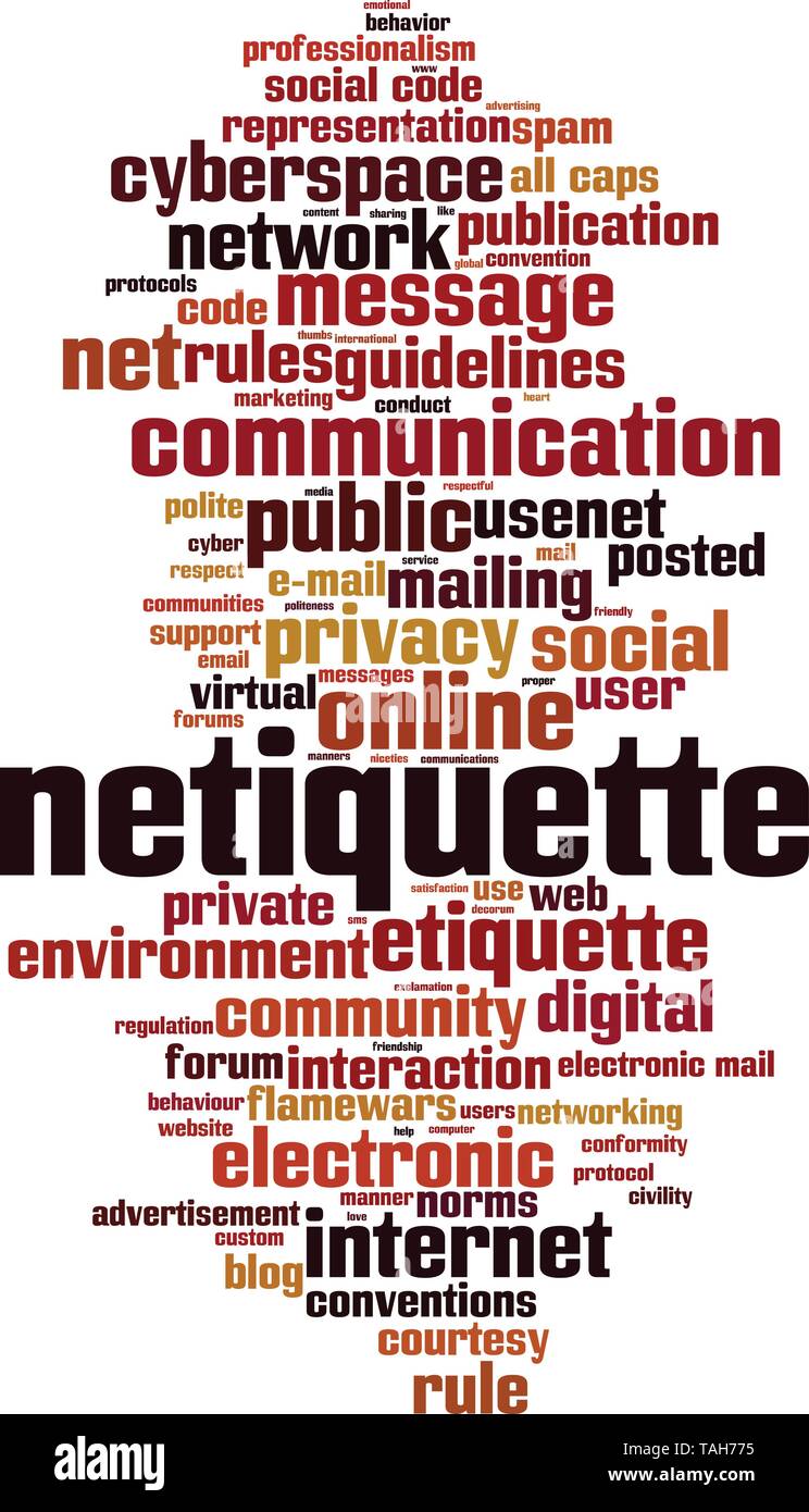 Netiquette word cloud concept. Collage made of words about netiquette ...