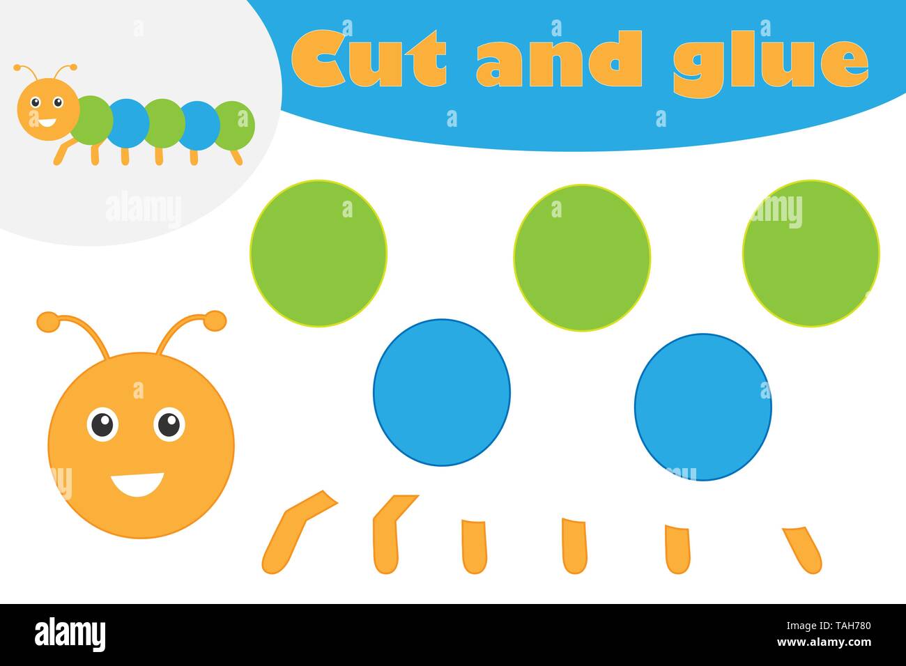 Caterpillar in cartoon style, education game for the development of ...